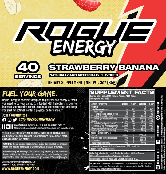 Rogue Energy | Gaming Drink - Strawberry Banana