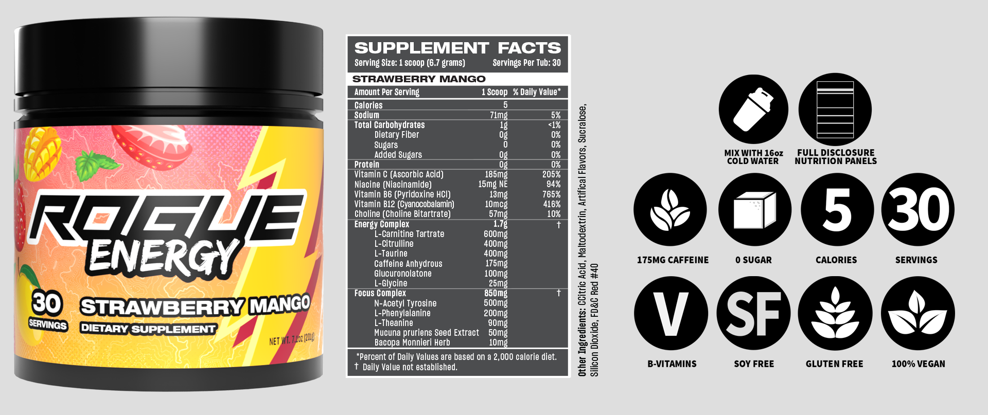 Rogue Energy Gaming Drink - Strawberry Kiwi