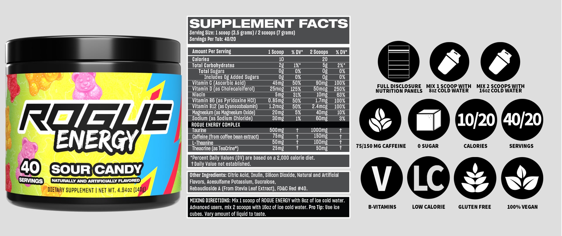Rogue Energy Gaming Drink - Strawberry Kiwi